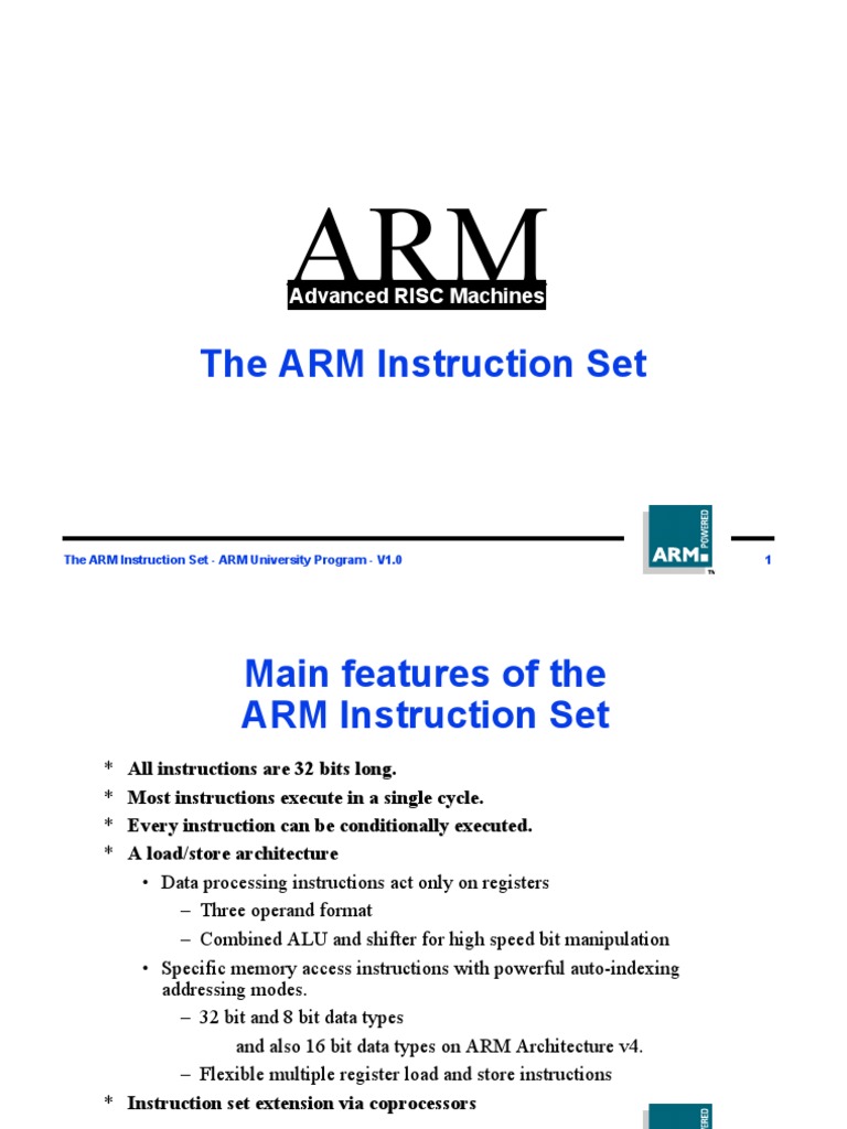The ARM Instruction Set | PDF | Arm Architecture | Central Processing Unit