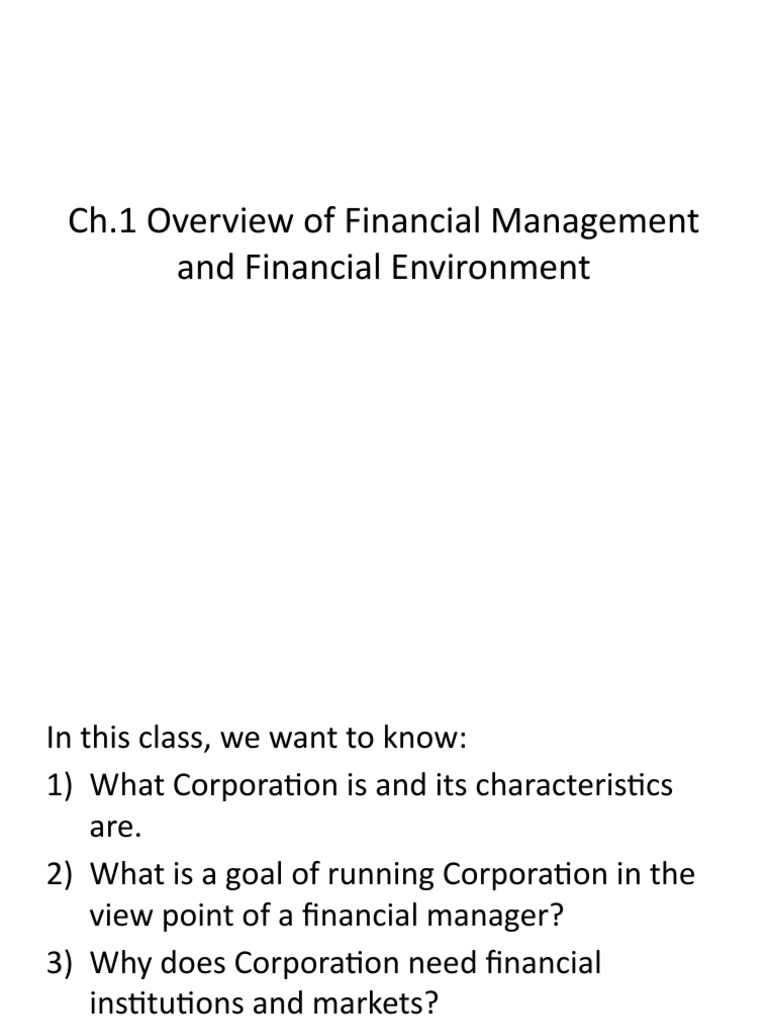 Ch.1 Overview of Financial Management and Financial Environment | PDF ...