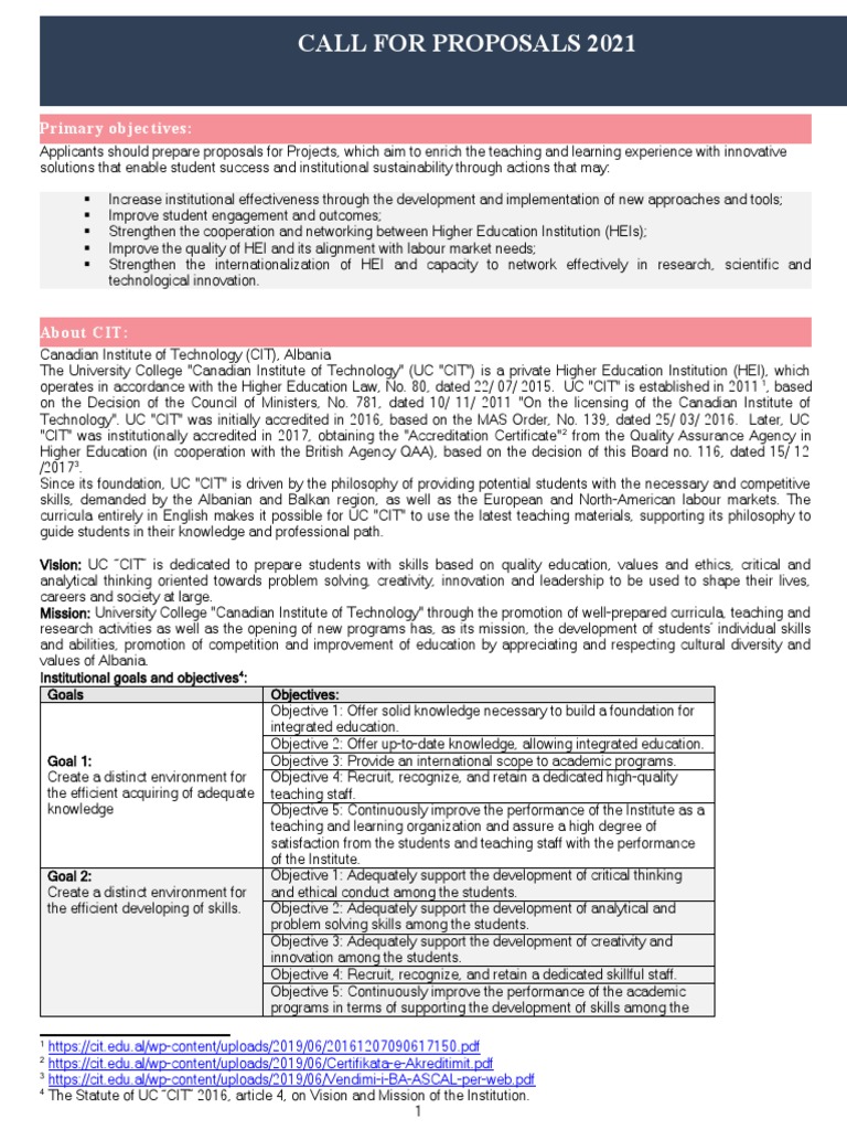 Call For Proposals 2021 | PDF | Cognition