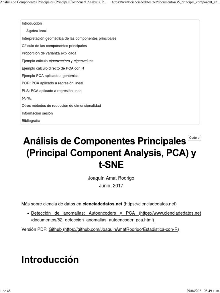 Un análisis completo del método de Análisis de Componentes Principales ... Un análisis completo del método de Análisis de Componentes Principales ...