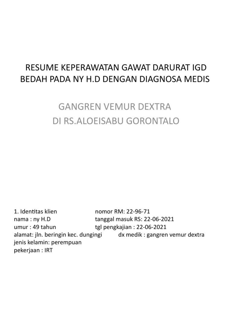 Resume Keperawatan Gawat Darurat Igd Bedah Nolva Laiya | PDF