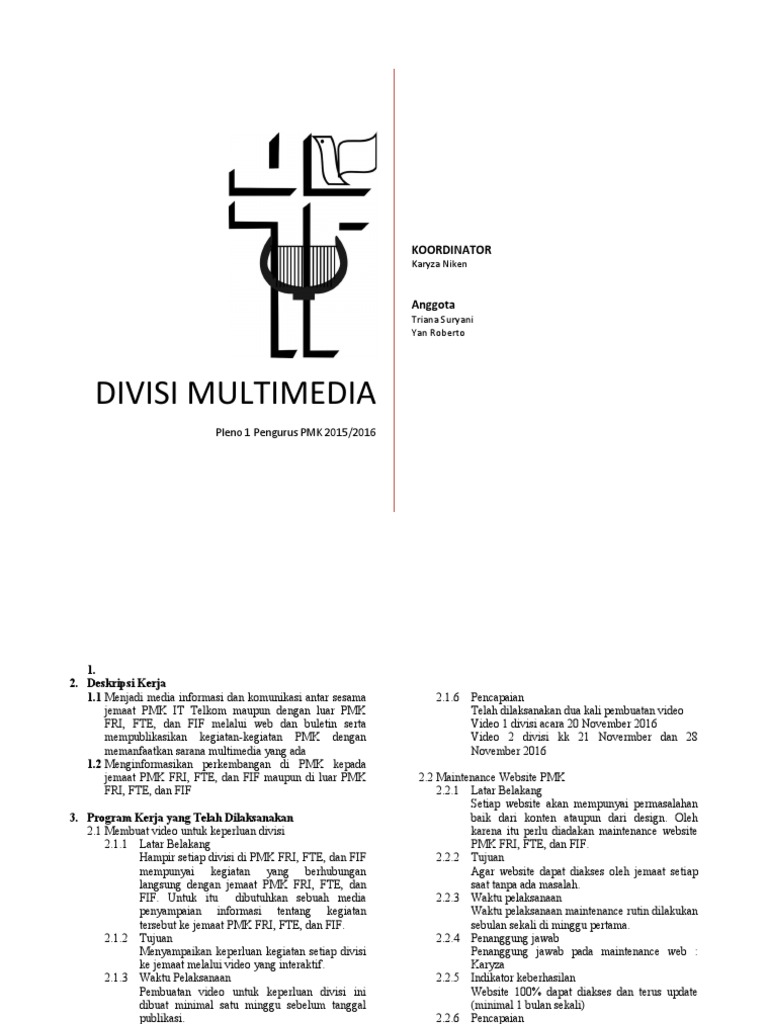 Divisi Multimedia: Koordinator | PDF