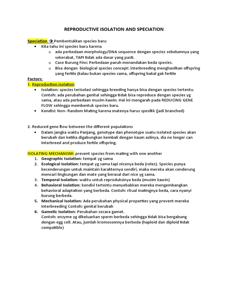 Reproductive Isolation and Speciation | PDF