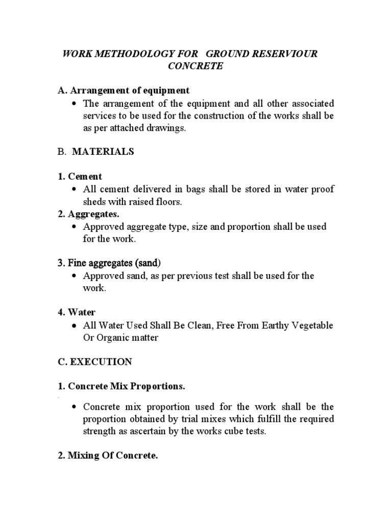 Work Methodology For Concrete | PDF | Concrete | Horticulture And Gardening
