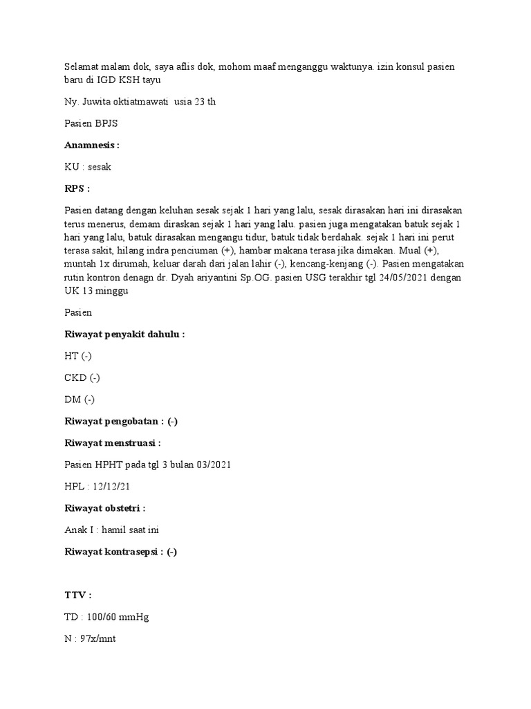 Format Konsul Obgyn Aflis | PDF