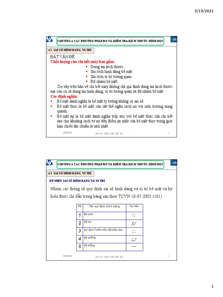 Chuong 4 Các Phuong Phap Do Va Kiem Tra Kich Thuoc Hinh Hoc | PDF