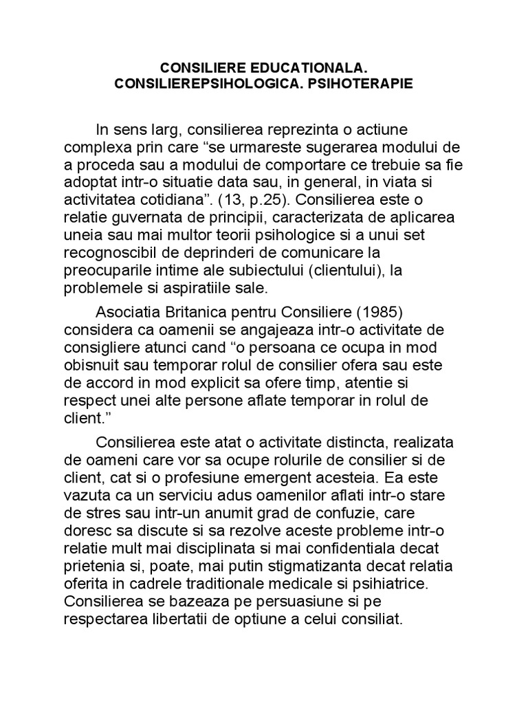 Consiliere Educationala | PDF