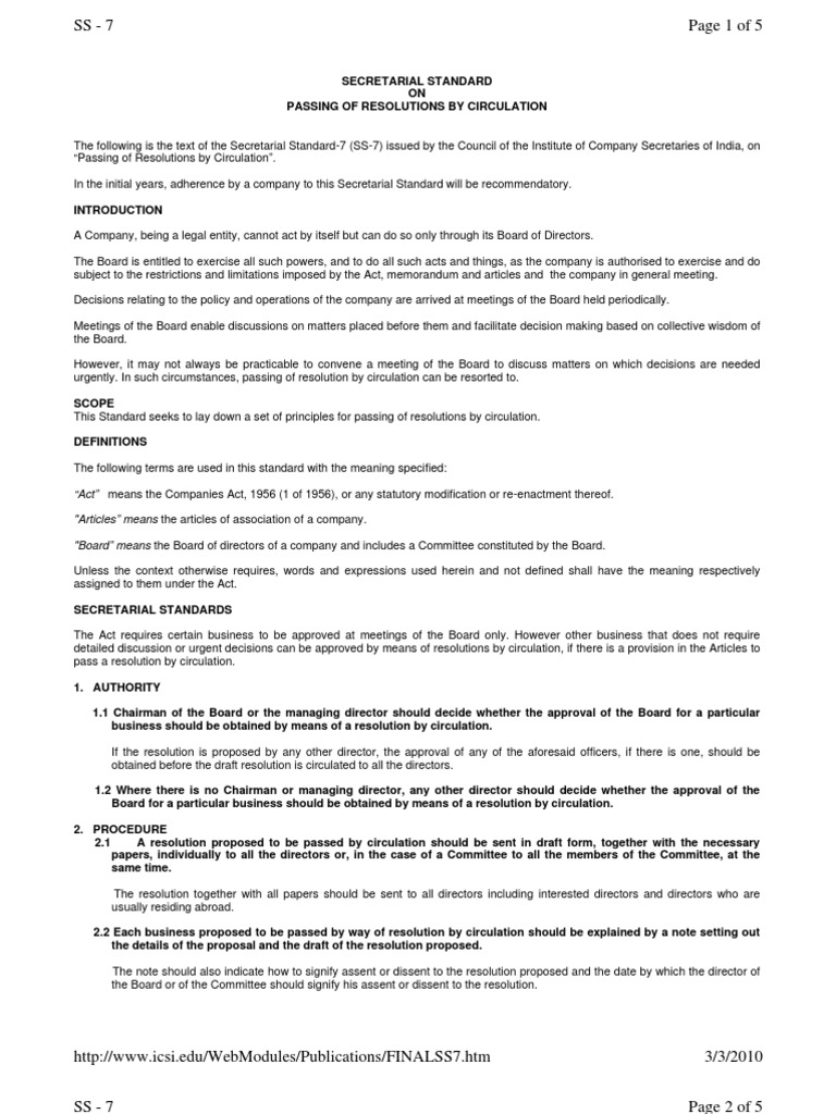 Passing Resolutions by Circulation Guide | PDF | Royal Assent ...