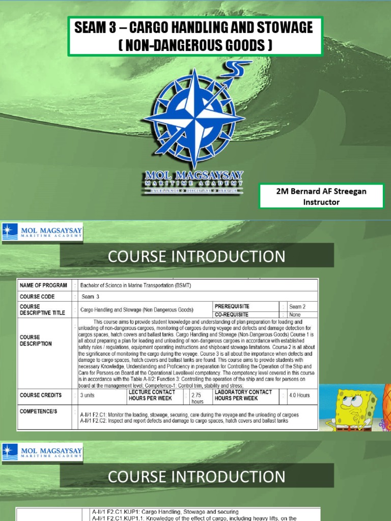 Seam 3 - Cargo Handling and Stowage (Non-Dangerous Goods) : 2M Bernard ...