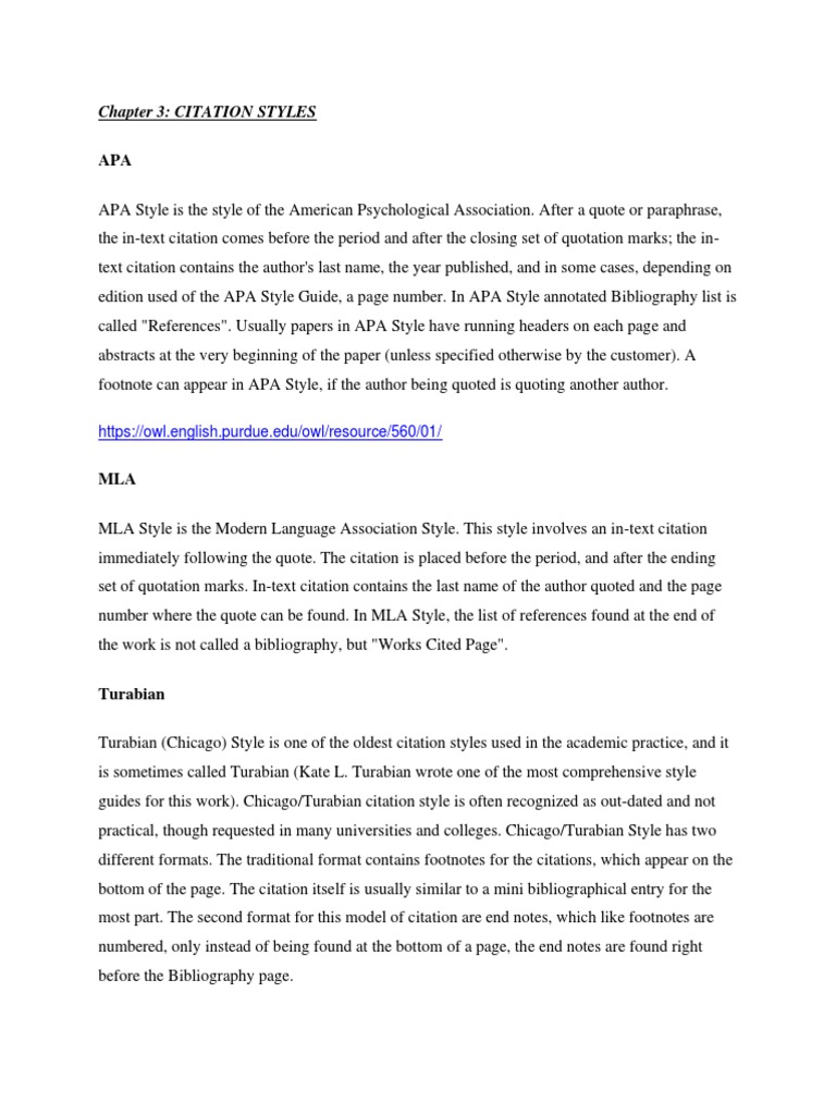 Overview of Citation Styles | PDF | Citation | A Manual For Writers Of ...