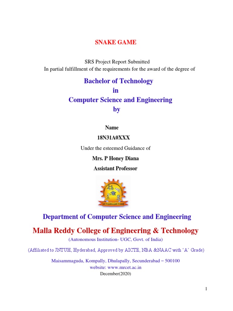 Snake Game 1 SRS Documentation PDF | PDF | Software Testing | Python ...