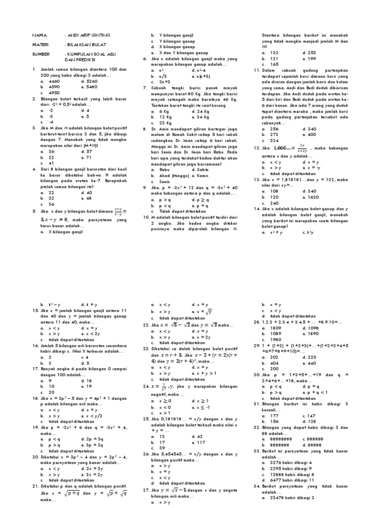 6.1 Bilangan Bulat - AAG | PDF