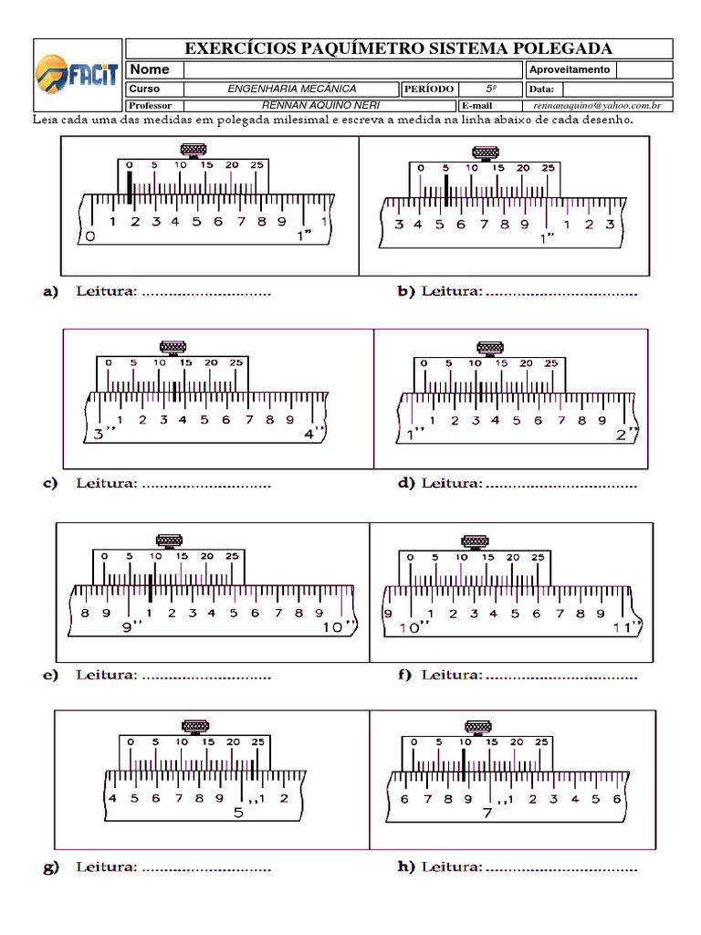 Leituras Paquimetro Milesimal | PDF