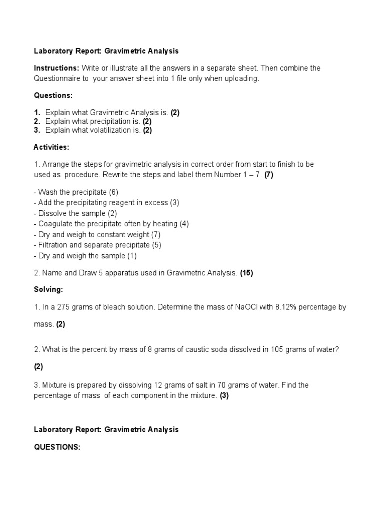 BIO 203 - Laboratory Report-Gravimetric Analysis | PDF