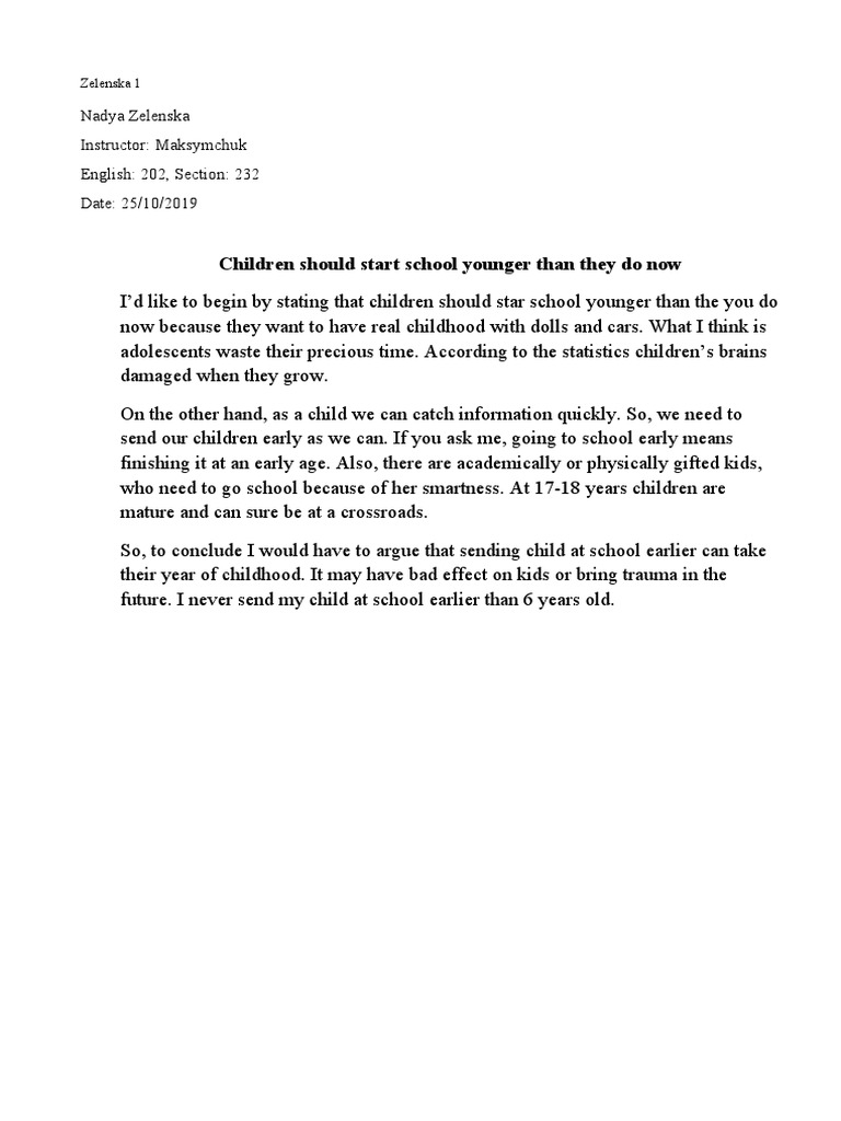 Benefits of Early Schooling for Children | PDF