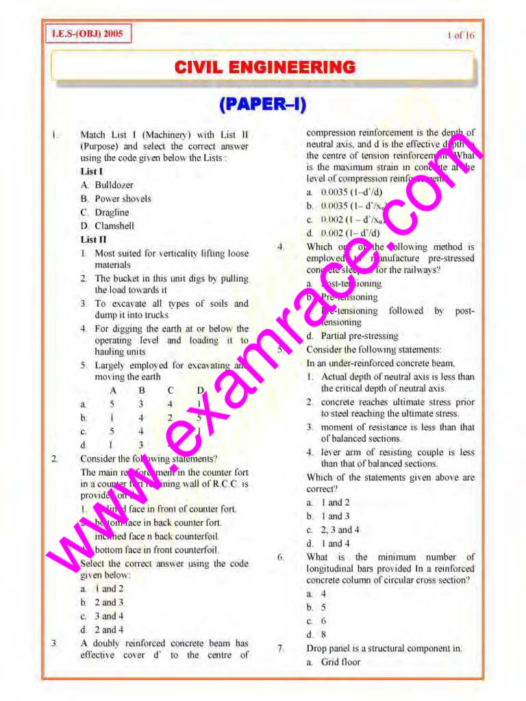 Civil Engineering (PAPER-I) : U1e en | PDF | Continuum Mechanics ...