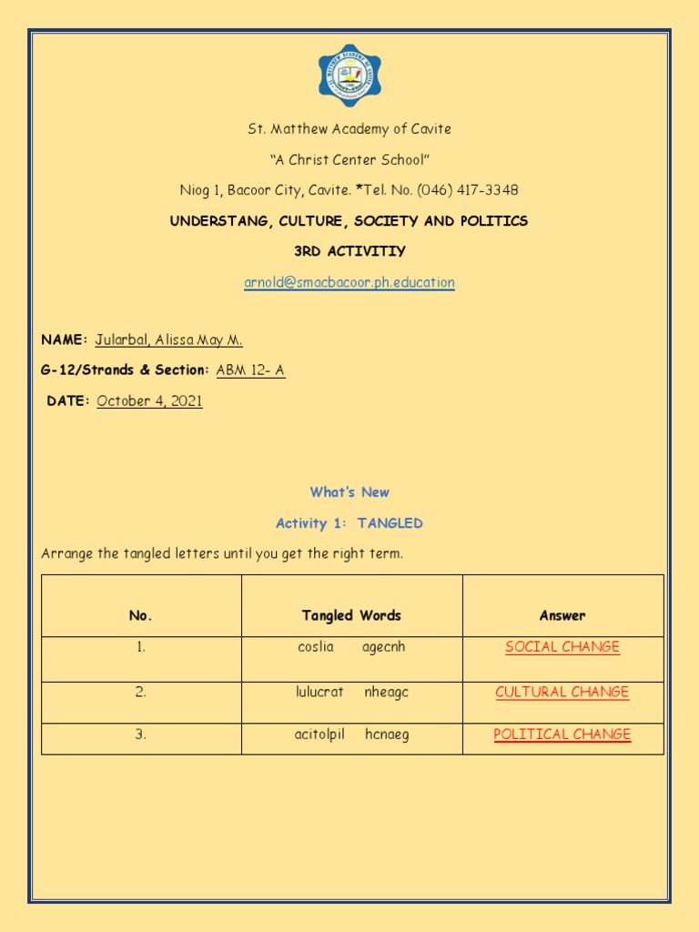 Ucsp Act 3 Jularbal | PDF