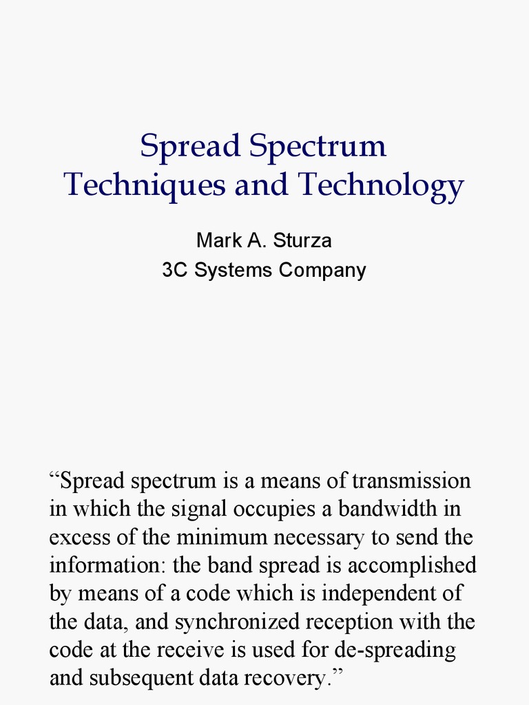Spread Spectrum Techniques and Technology | PDF | Telecommunications ...