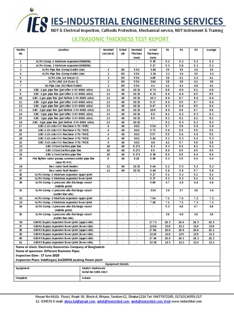 UTG Report For 2x210MW Powerplant | PDF | Nondestructive Testing ...