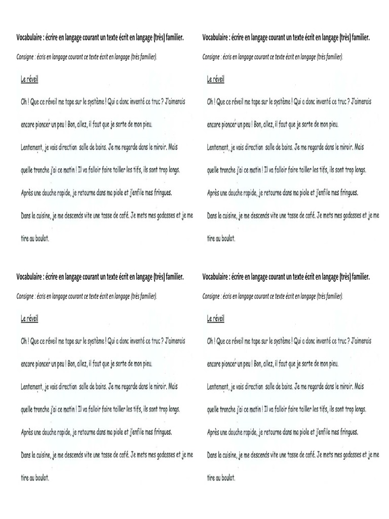 Langage Familier Au Courant | PDF