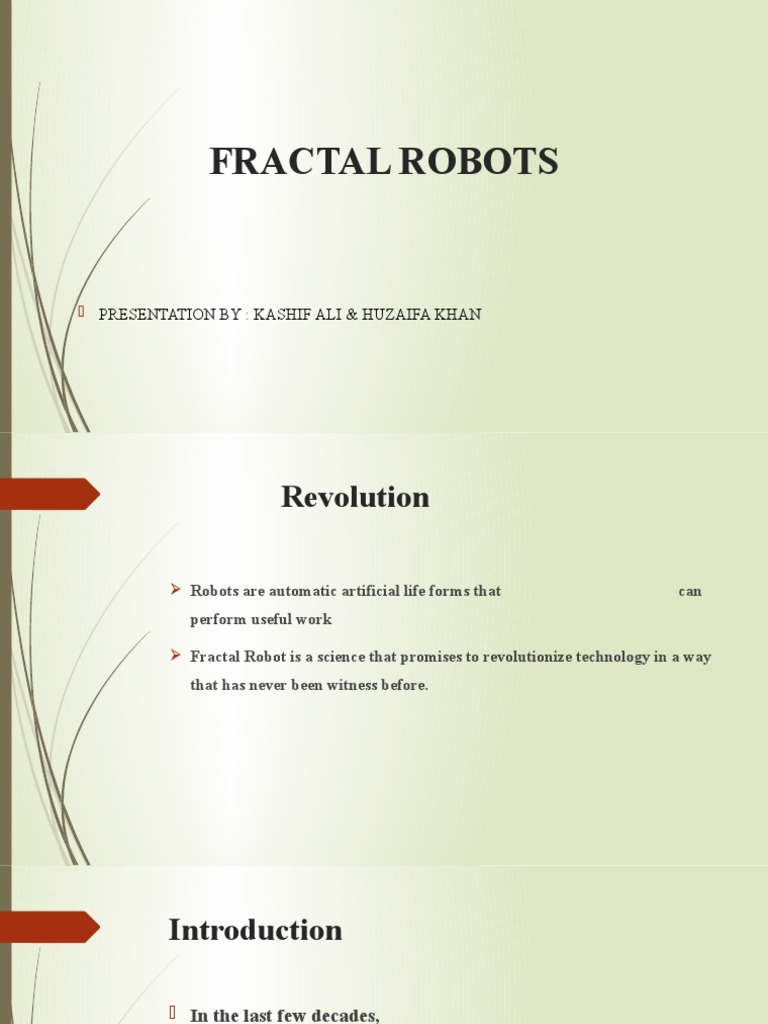 Fractal Robots: Presentation By: Kashif Ali & Huzaifa Khan | PDF