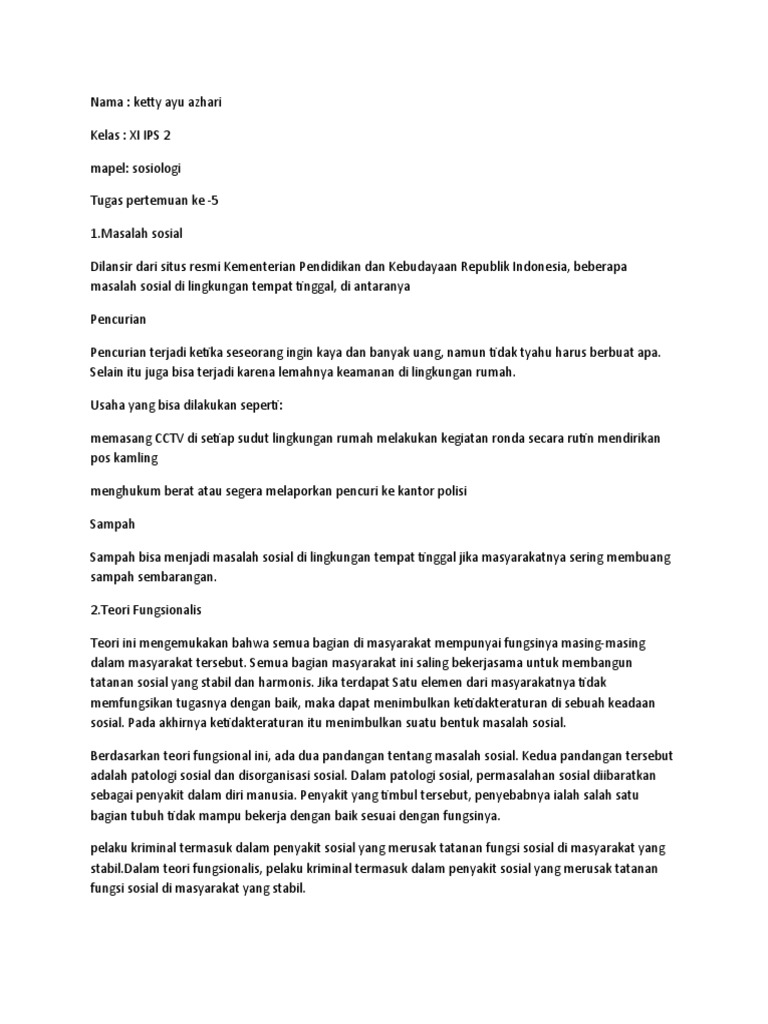 Tugas Ke 5 Sosiologi | PDF