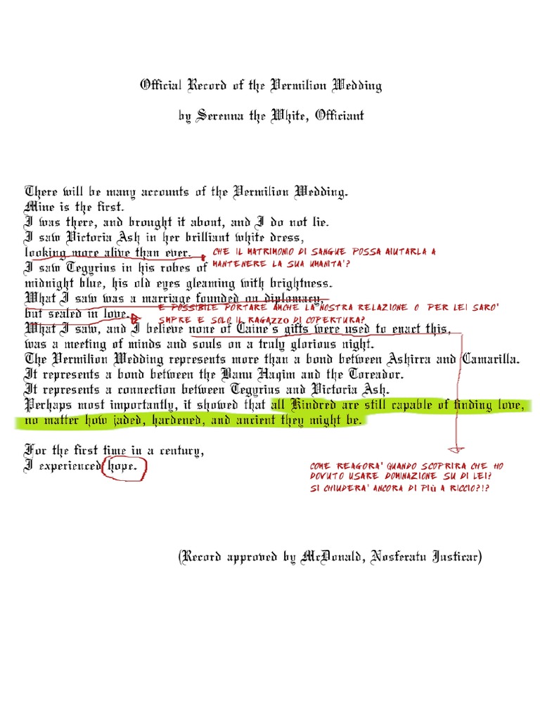 Official Record of The Vermilion Wedding | PDF