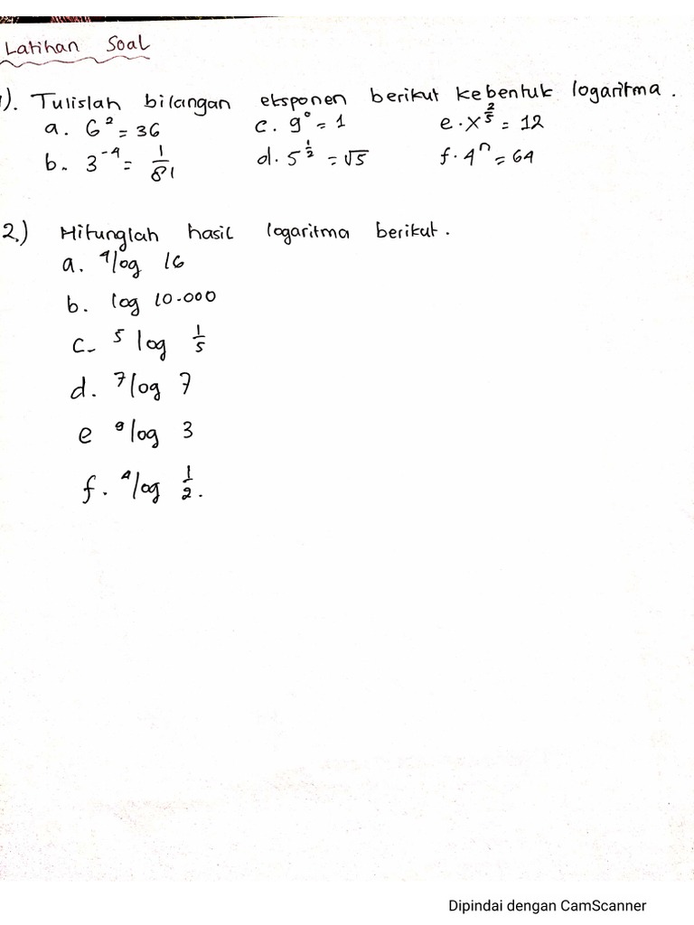 Latihan Soal Logaritma | PDF
