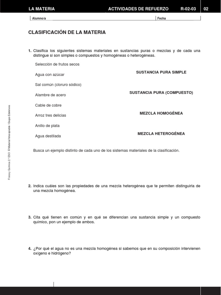 Clasificación de La Materia | PDF | Mezcla | Sustancias químicas