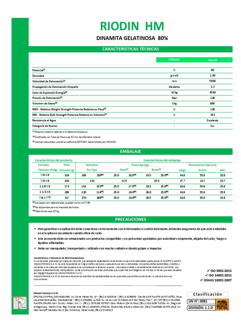 RIODIN HM-FICHAS TECNICAS CORREGIDAS 2018-Final | PDF | Cantidades ...