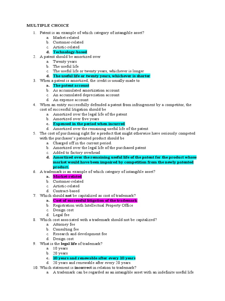 Chapter 32 - Multiple Choice | PDF | Franchising | Intangible Asset