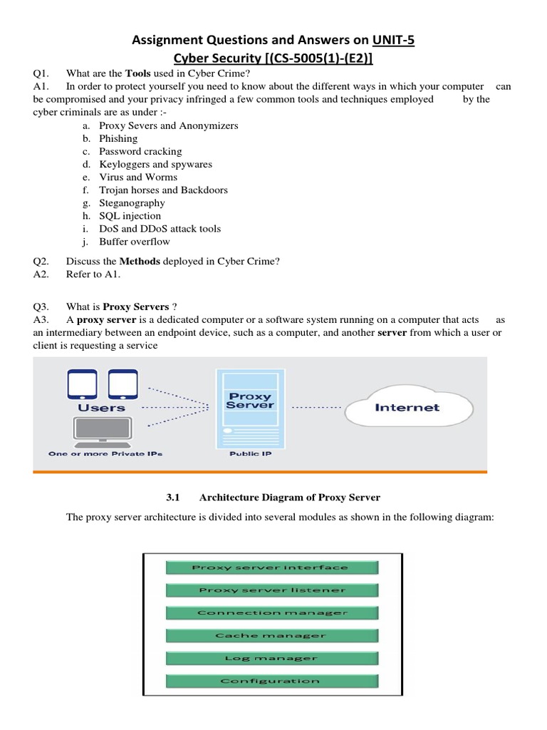 U5 AQ5 With Answers | PDF | Proxy Server | Computer Virus