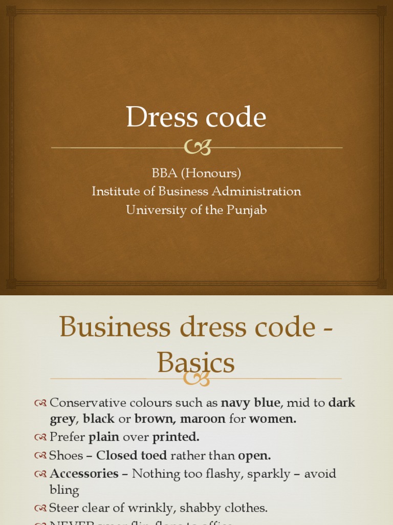 Dress Code: BBA (Honours) Institute of Business Administration ...