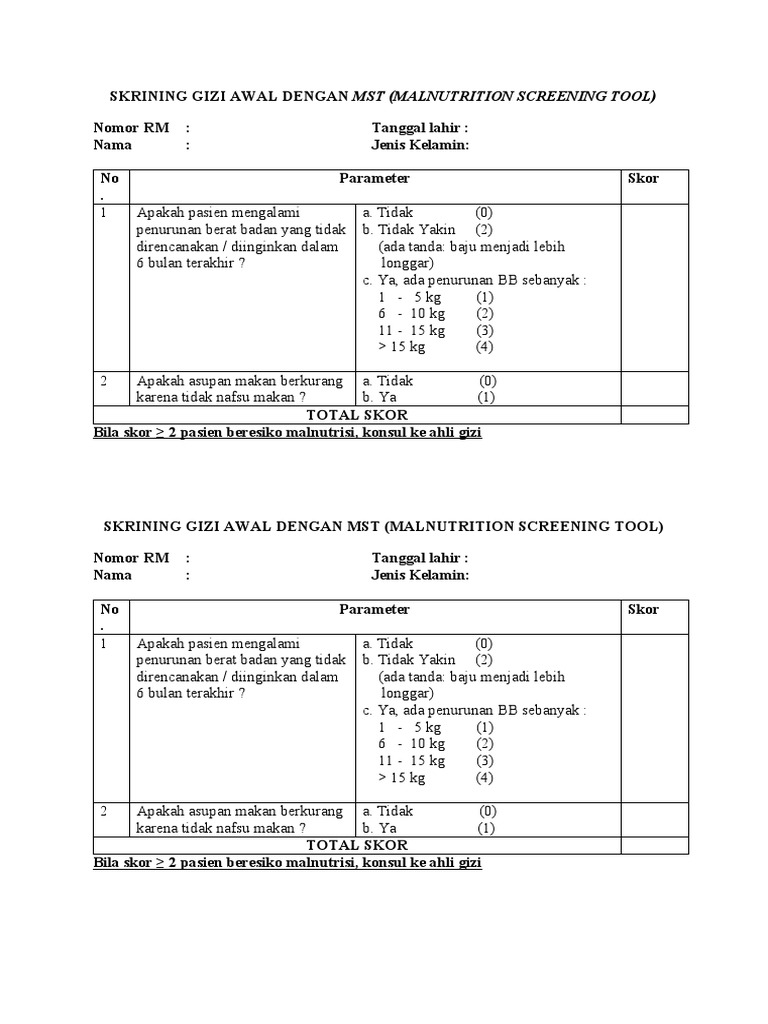 Skrining Gizi Awal Dengan MST | PDF