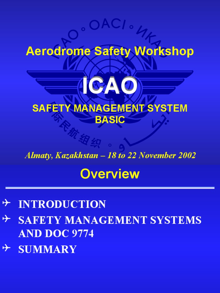 Aerodrome Safety Workshop ICAO Safety Management System Basic | PDF | Safety | Risk