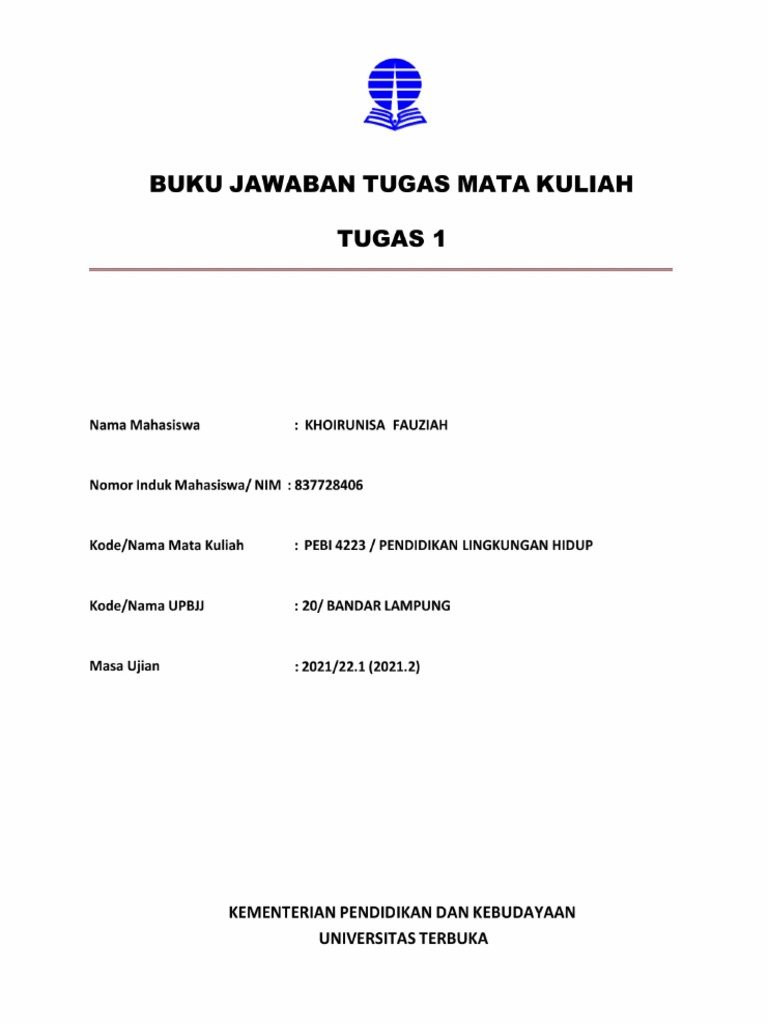 PEBI 4223 - KHOIRUNISA FAUZIAH - 837728406 - Tugas 1 | PDF