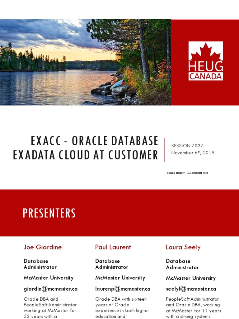 Exacc - Oracle Database Exadata Cloud at Customer: SESSION 7037 November 6, 2019 | PDF | Cloud ...