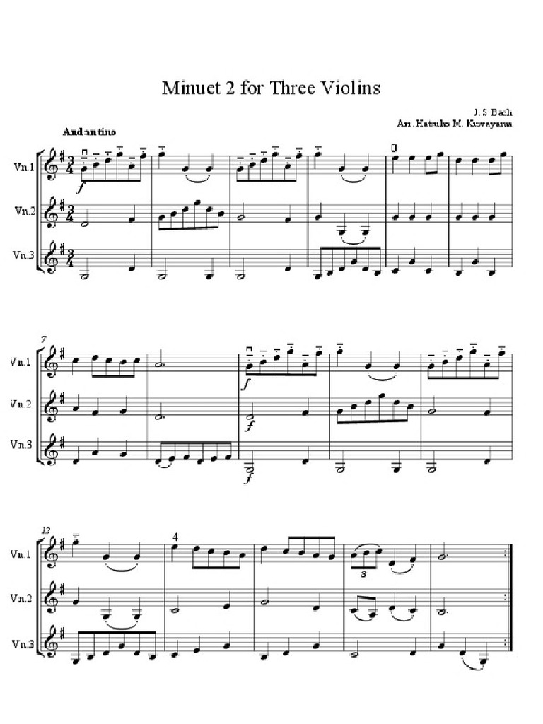 J S Bach - Menuet - G Dur | PDF