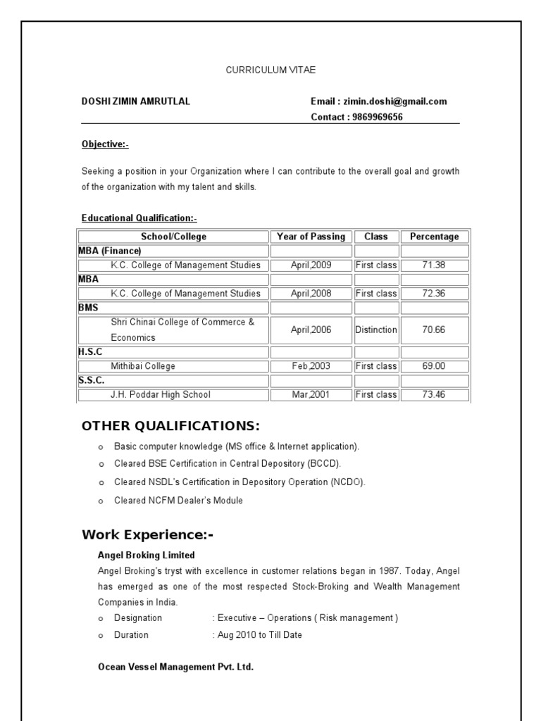 Resume Zimin Doshi | PDF | Economies | Business