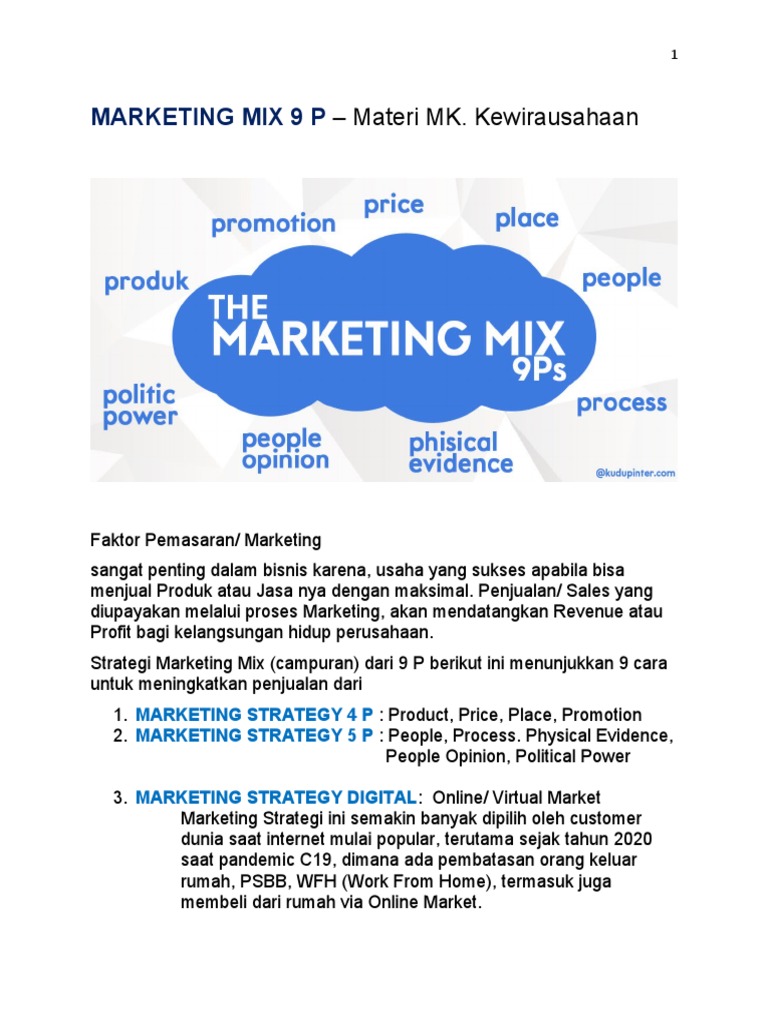 3 Materi MARKETING MIX 9P | PDF