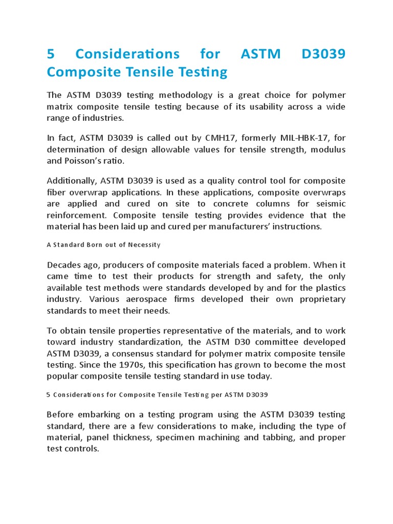 Considerations For ASTM D3039 Composite Tensile Testing | PDF ...
