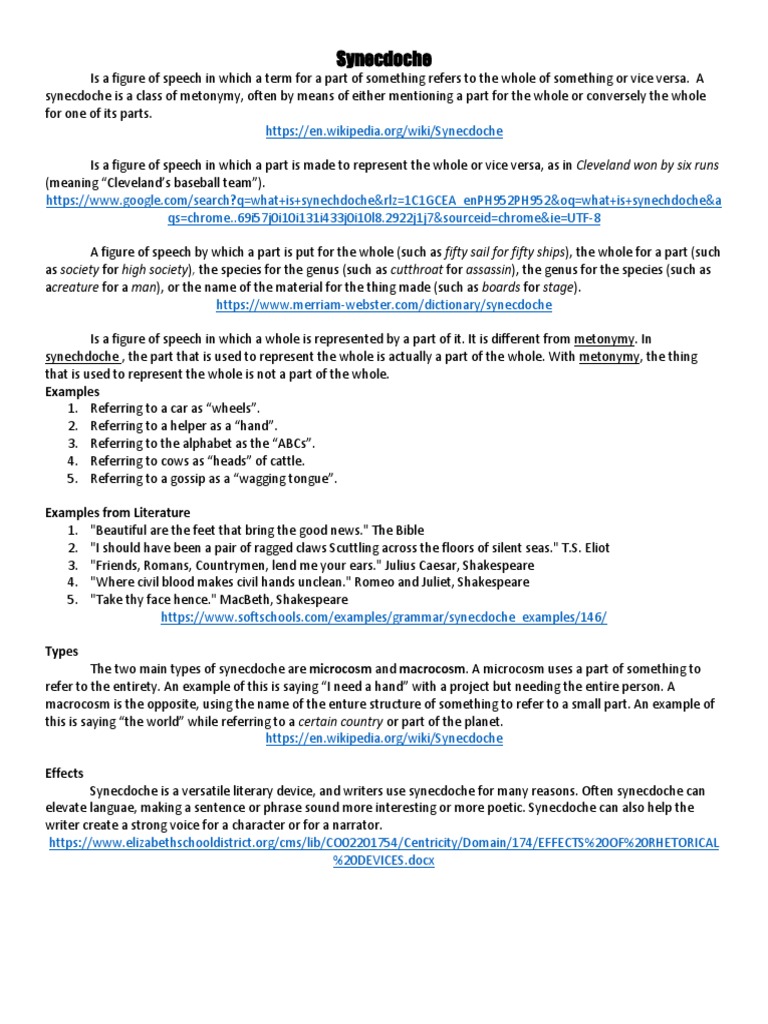 Synecdoche and Understatement | PDF | Irony | Rhetorical Techniques