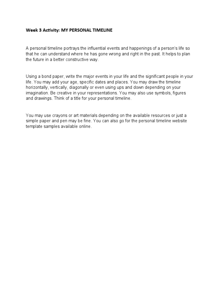 Creative Personal Timeline Activity | PDF