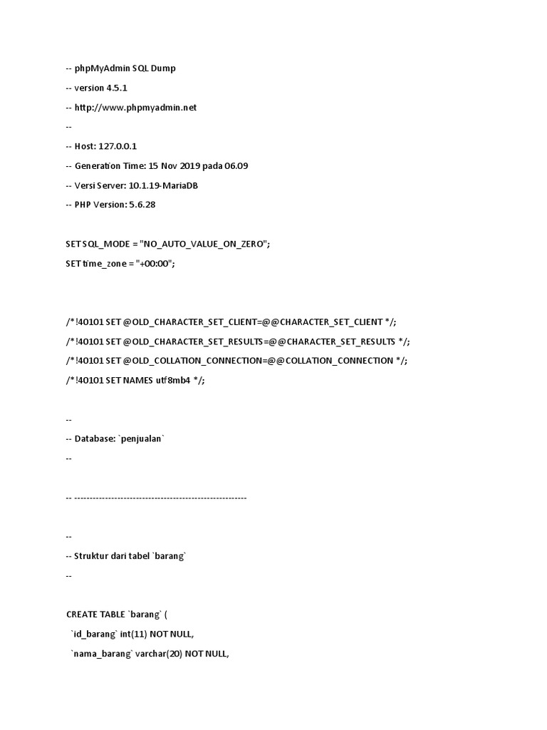 phpMyAdmin SQL Dump | PDF | Information Technology Management ...