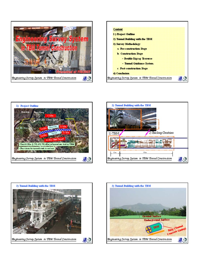 TBM Survey Methods in Tunnel Construction | PDF | Tunnel | Surveying