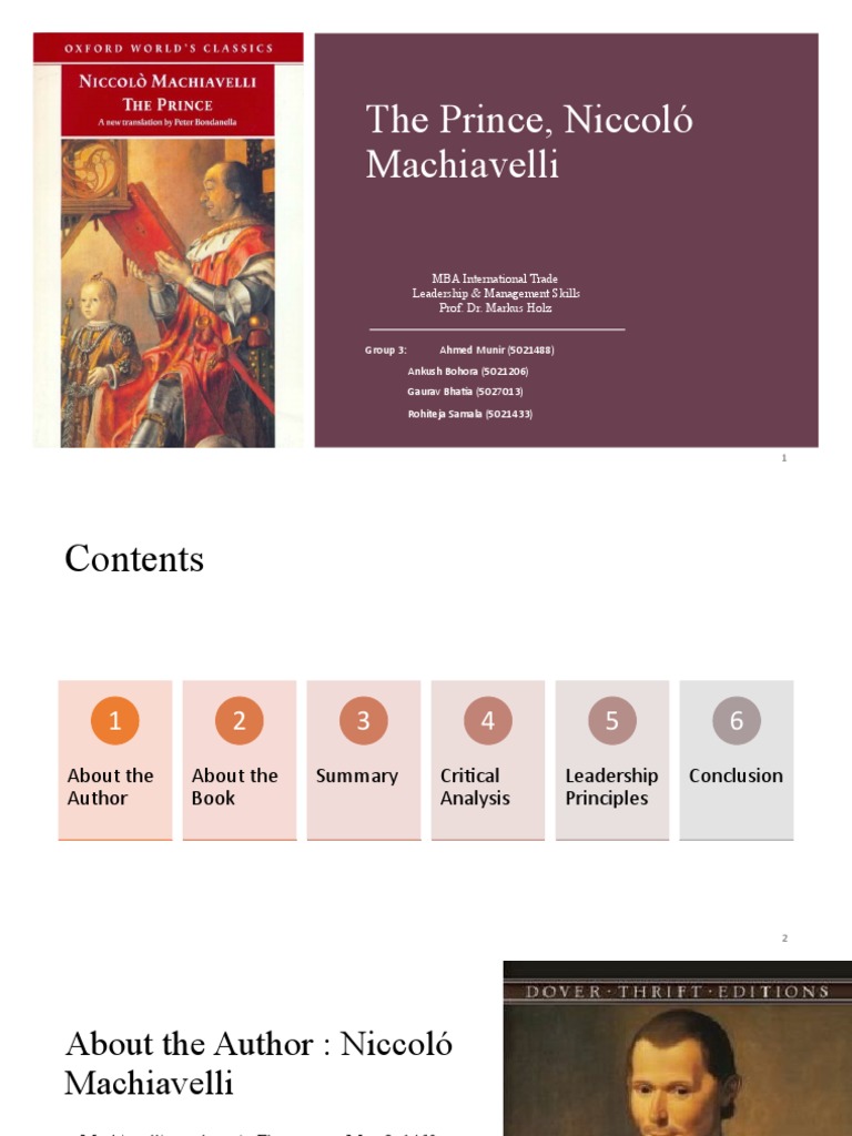 The Prince, Niccoló Machiavelli, Group 3 | PDF | The Prince | Niccolò ...