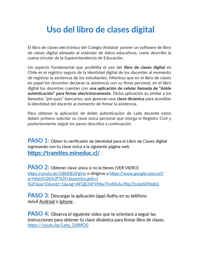 Uso Del Libro de Clases Digital | PDF