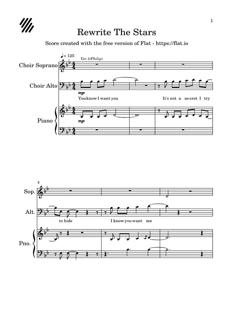 Rewrite The Stars | PDF | Vocal Music | Choral Music