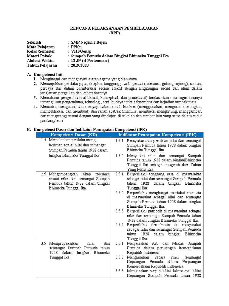 RPP KLS 8 Bab 5-1 | PDF