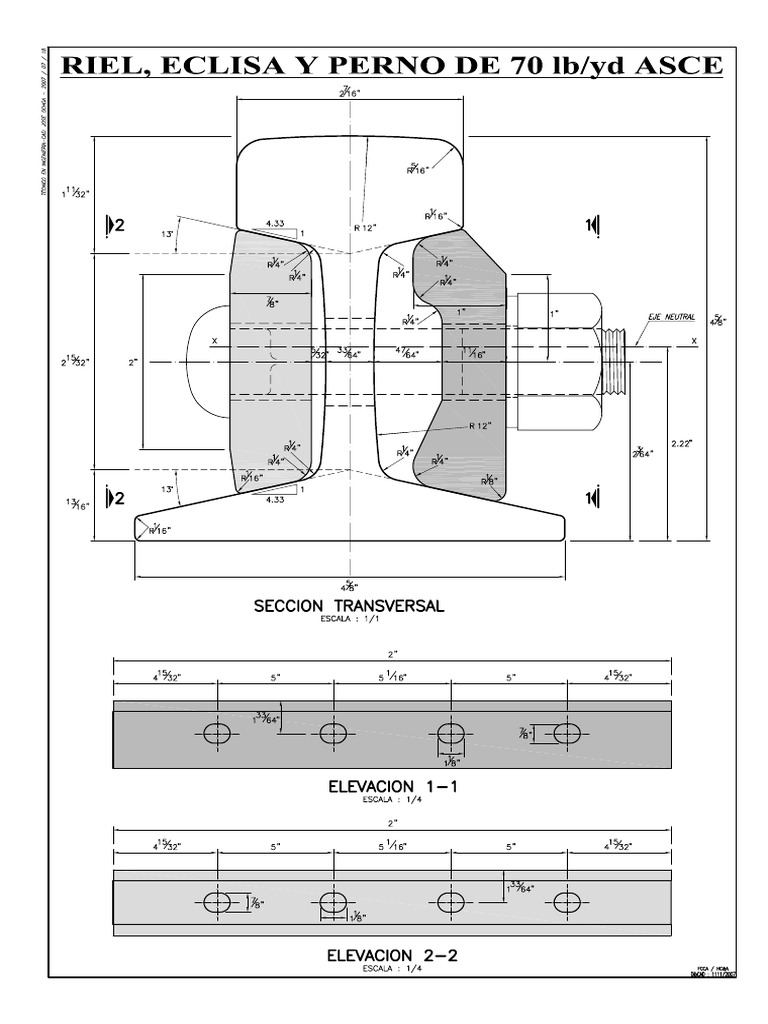 S-N Riel 70lbs, Eclisa y Perno | PDF